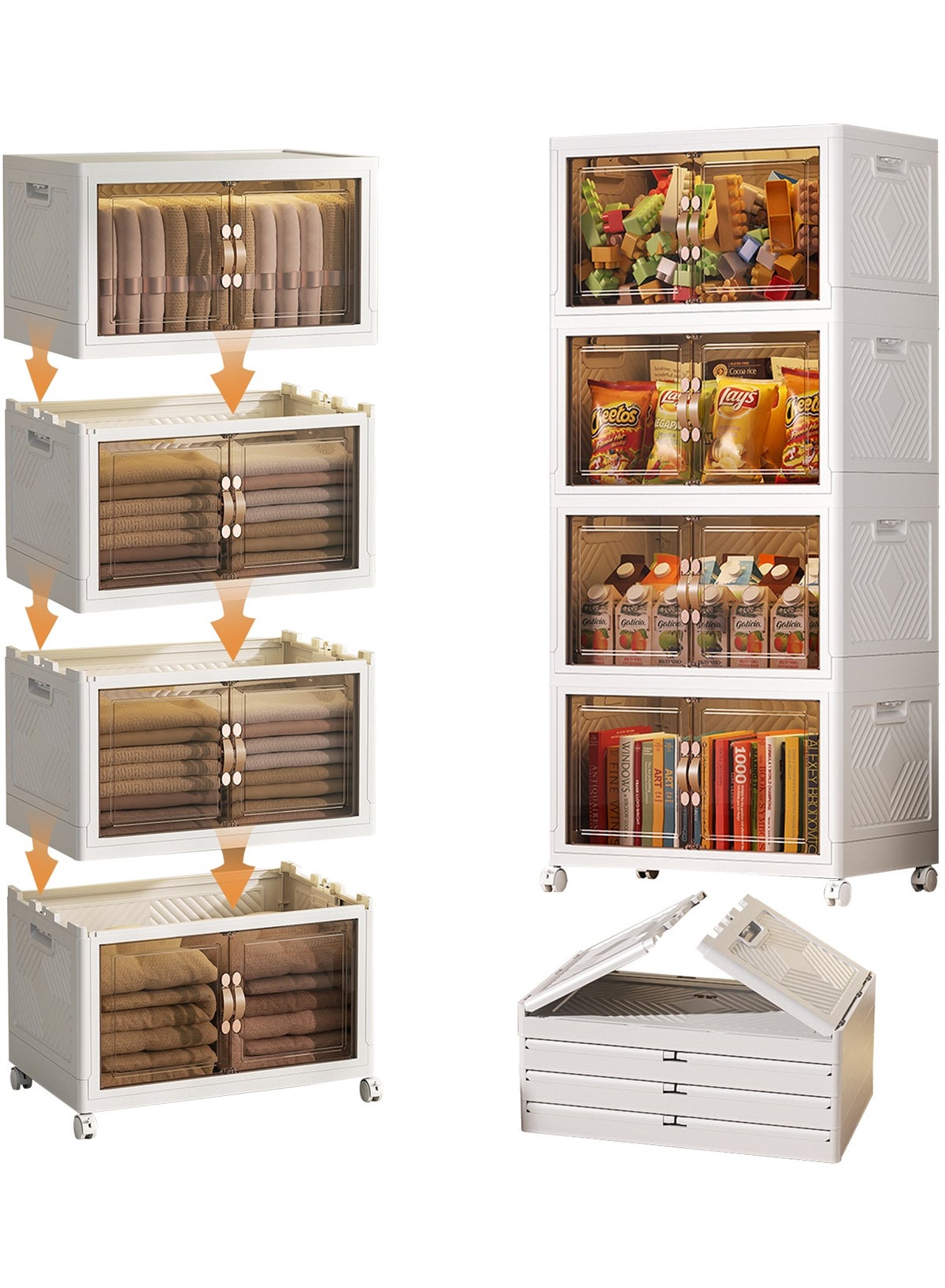 Generic Plastic Storage Bins with Lids, 4-Layer Folding Storage Box ...