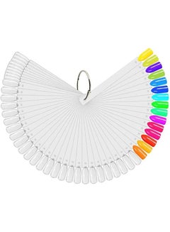 MVAQKLM 50 Pcs Nail Swatch Sticks with Ring Clear Fanshaped Nail Art ...
