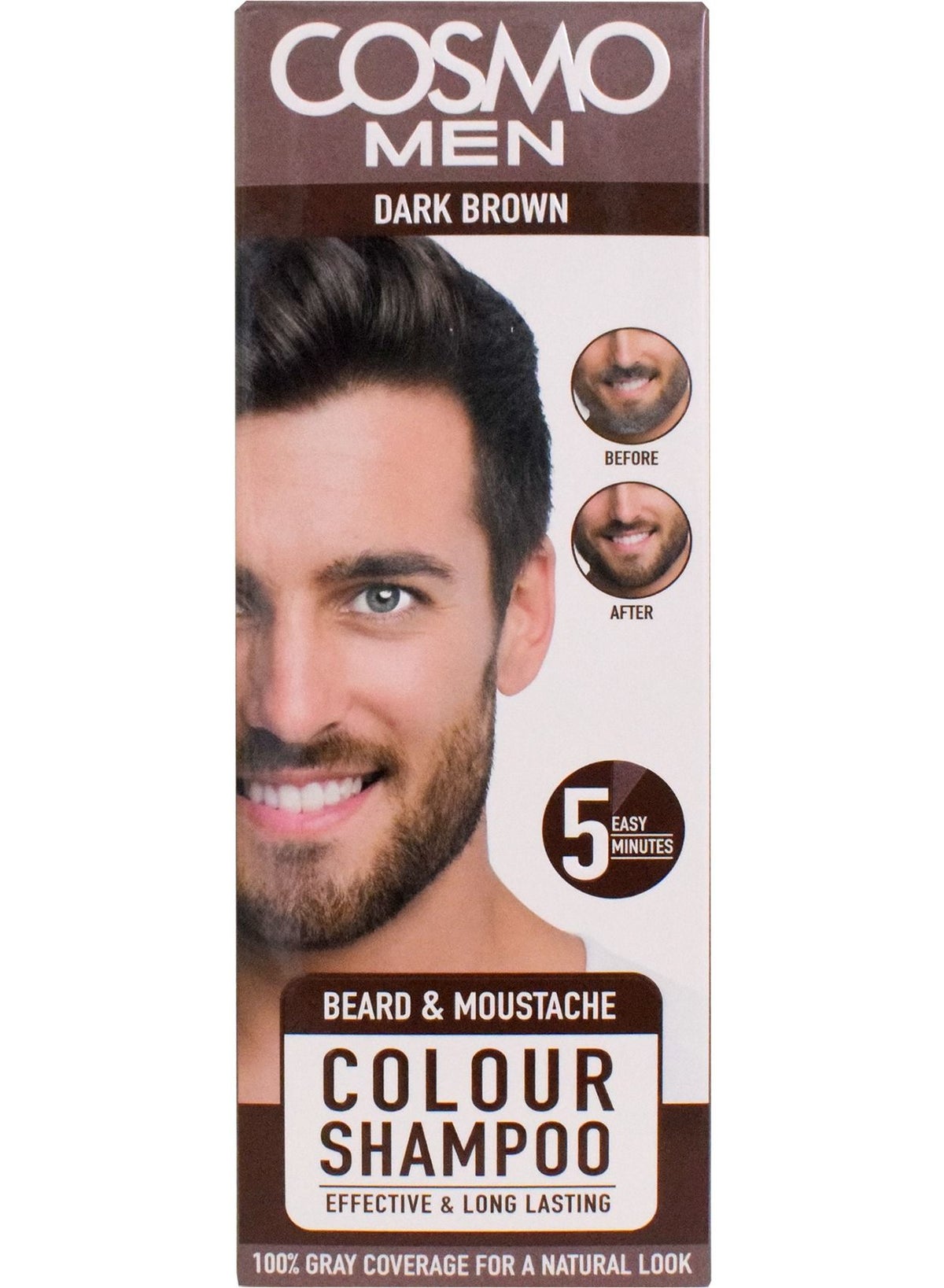 COSMO Cosmo Men Beard and Mustache Color Shampoo Dark Brown 180ml ...