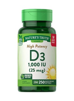 Nature's Truth High Potency Vitamin D3 1,000 Iu 25 Mcg, 250 Quick ...