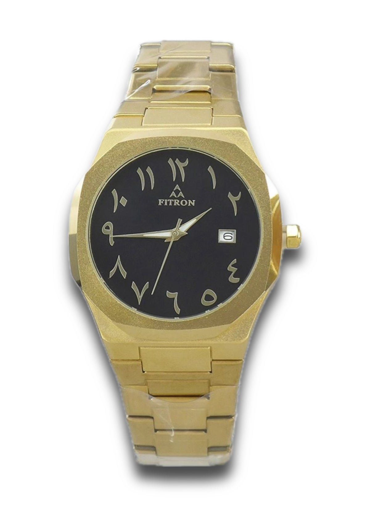 Fitron Men's Gold Wrist Watch with Black Dial and Date and Arabic ...