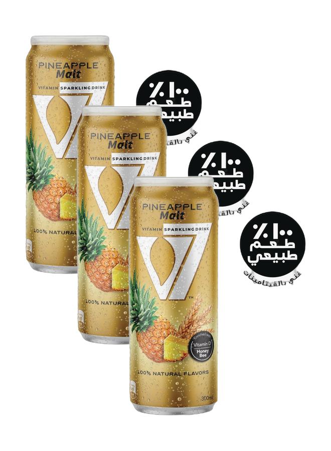 V7 Vitamin Sparkling Drink 100% Natural Flavors - Pineapple (Pack of 3 ...