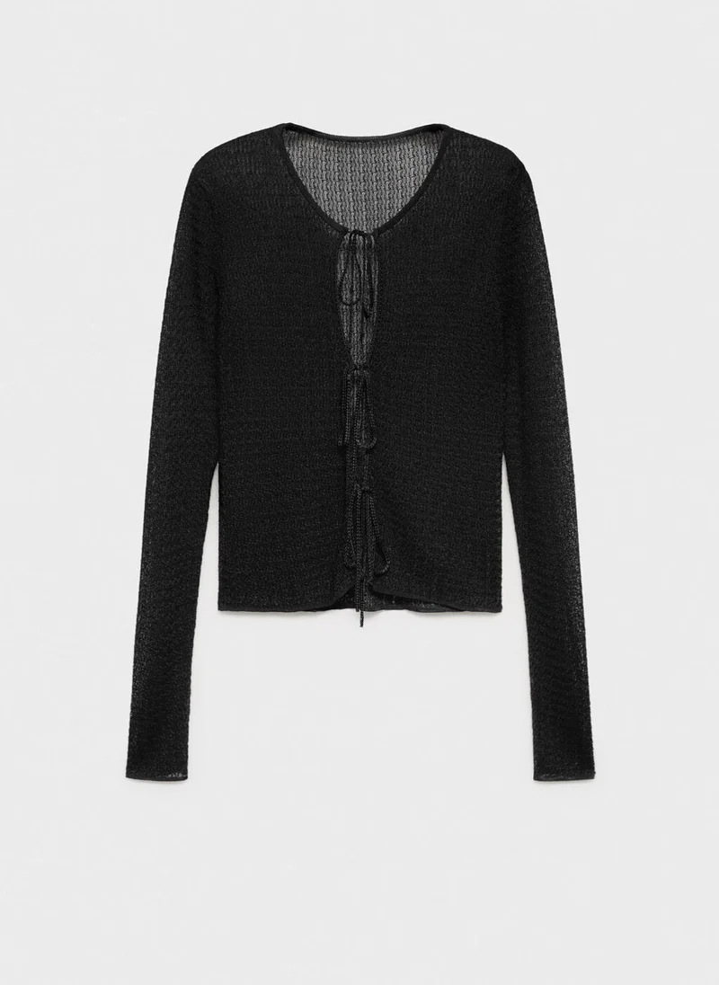 MANGO Knitted Cardigan With Ties for Women | Best Price UAE