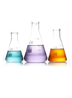 Generic Glass Erlenmeyer Flask Set Graduated Borosilicate Glassware ...