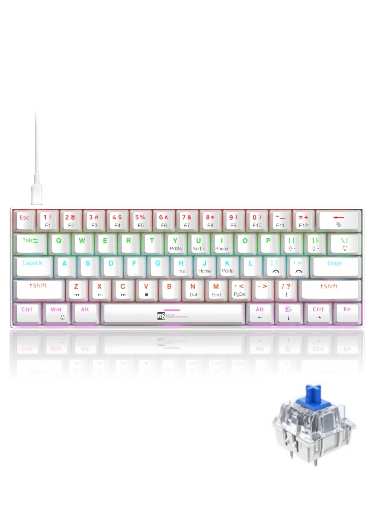 R8 Gaming Keyboard,61 Keys Mechanical Gaming Keyboard,60% Mini Wired ...