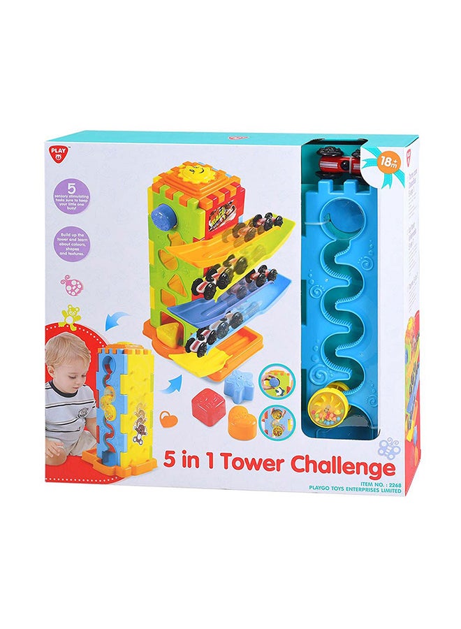 PLAYGO Playgo 5 In1 Tower Challenge – Shape, Rattle & Racing Activity ...