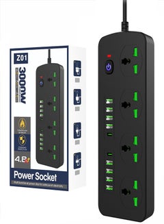 0TO1 TECH Universal Extension Lead with Multiple Function,UK Plug 3 ...