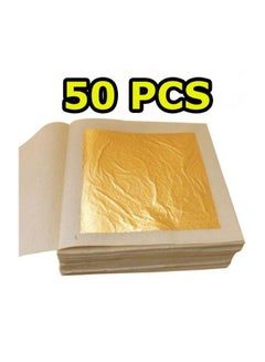 Generic 50-Sheets Pure Genuine Gold Leaf,Gold Foil Sheet for Art Crafts ...