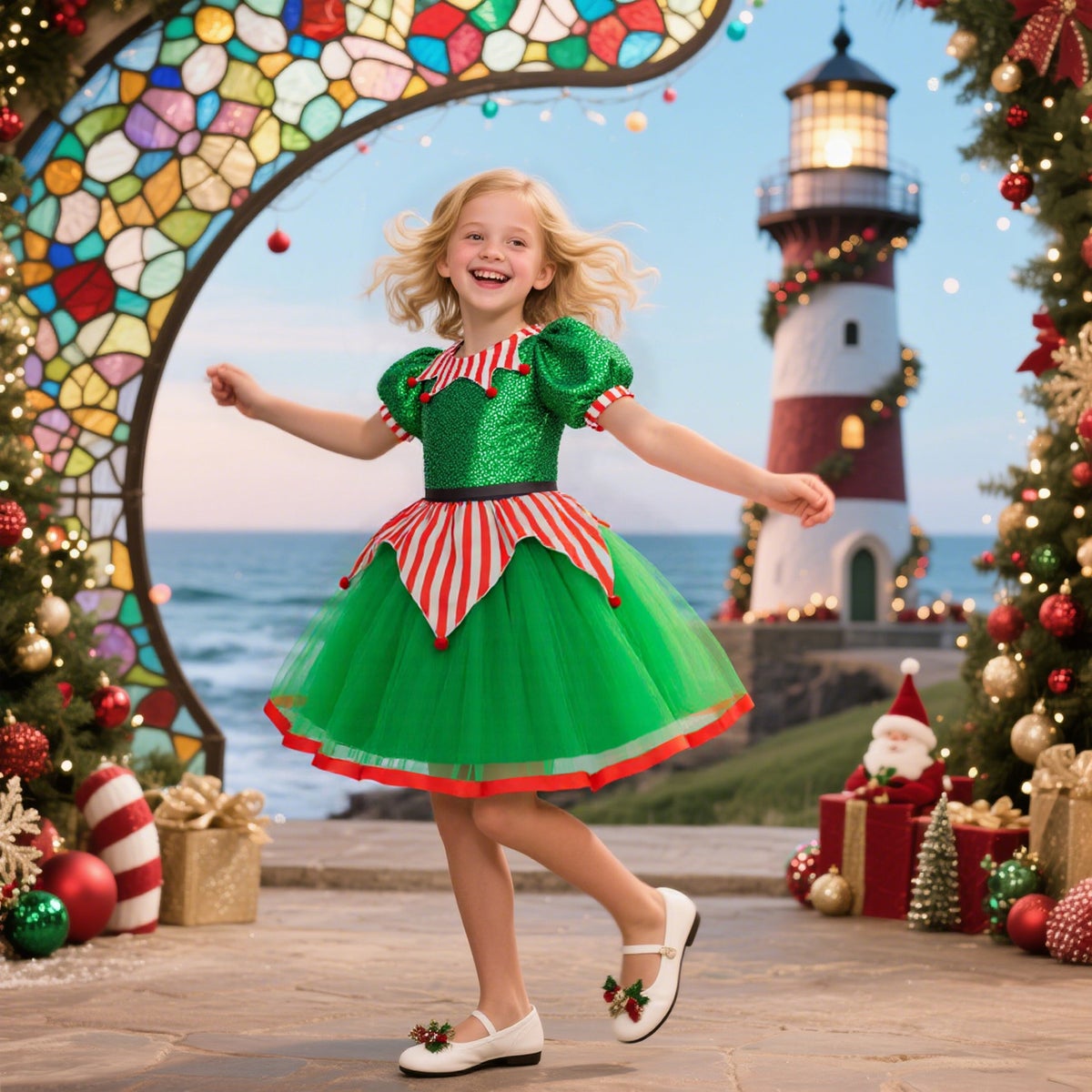 Generic Children'S Christmas Dress Santa Claus Snowflake Deer Cartoon ...