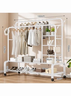 Arabest Double Clothes Garment Rack, Multi-Purpose Clothes Hanging Rack ...