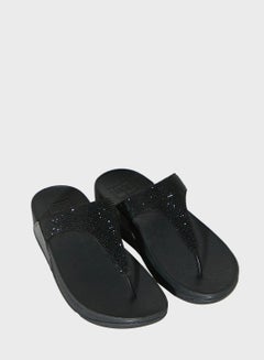 Buy FitFlop Black Crystal Toe Post Wedge Sandals for Women in UAE