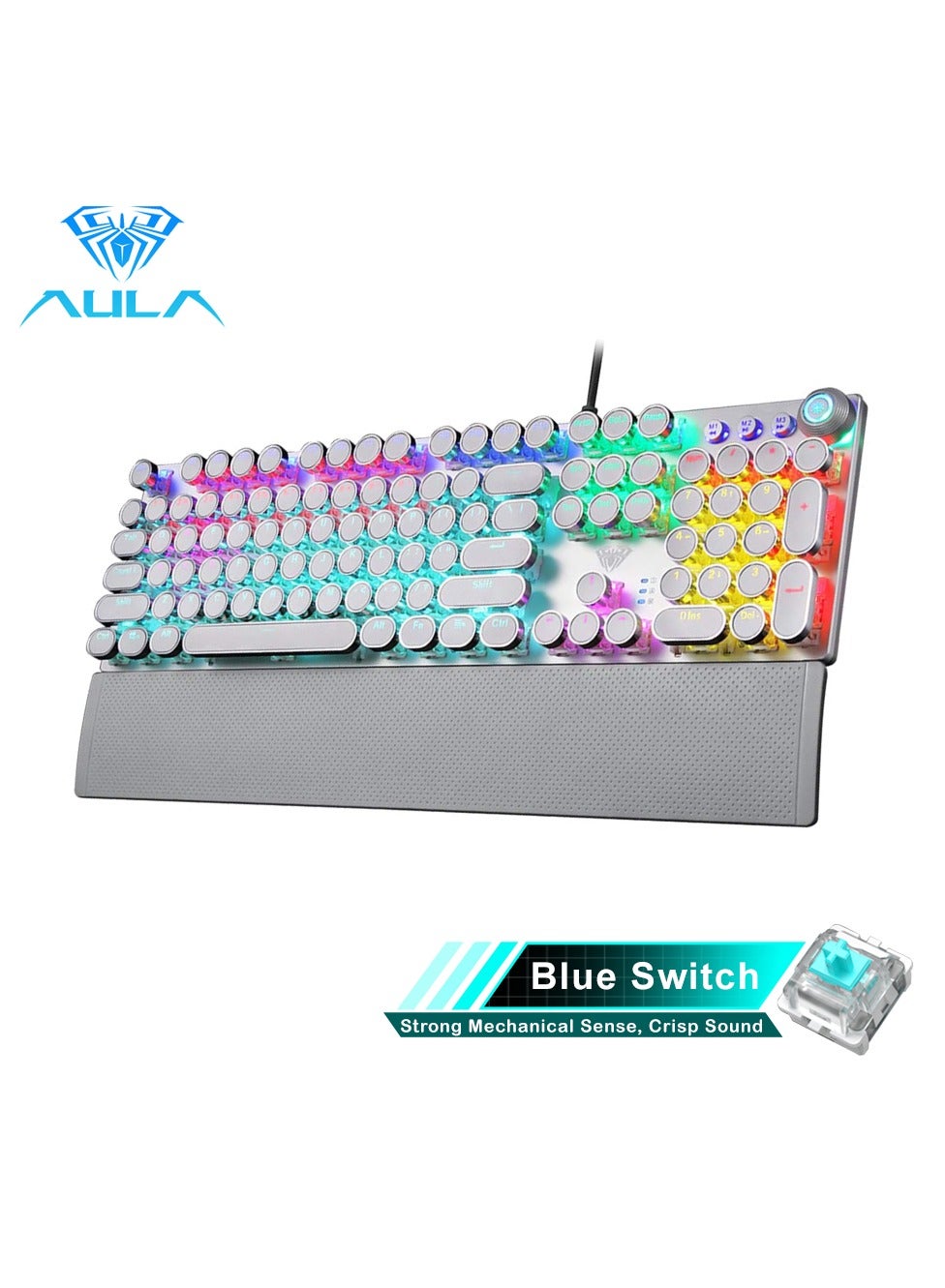 AULA Mechanical Gaming Keyboard NKRO with Wrist Rest RGB Backlit Volume ...