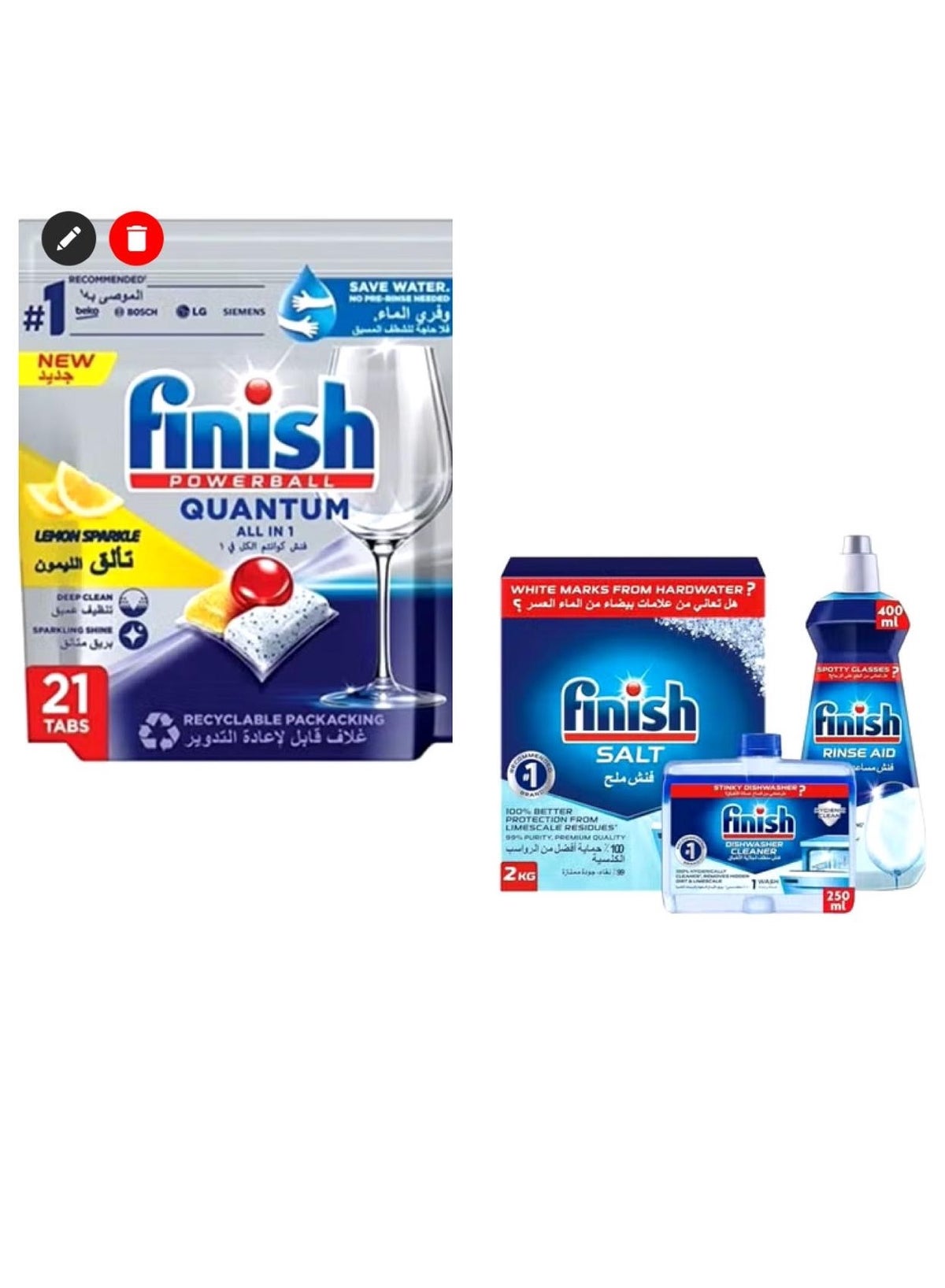 Finish Finish Dishwashing Bundle (Finish Dishwasher Detergent Salt, 2Kg ...