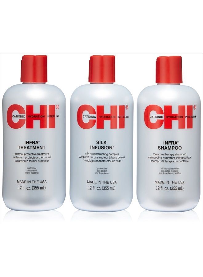 CHI Trio Kit with CHI Infra Shampoo, CHI Infra Treatment and CHI Silk ...
