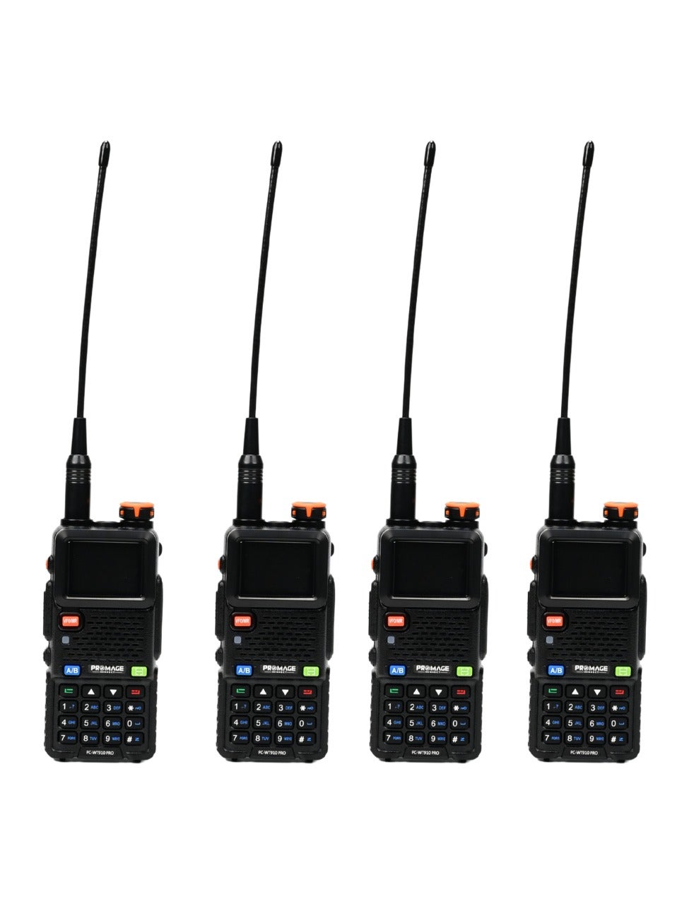 PROMAGE Promage Connect PC-WT910 PRO Dual Band (VHF/UHF) Analog Portable Two-Way Radio Four Pack ...