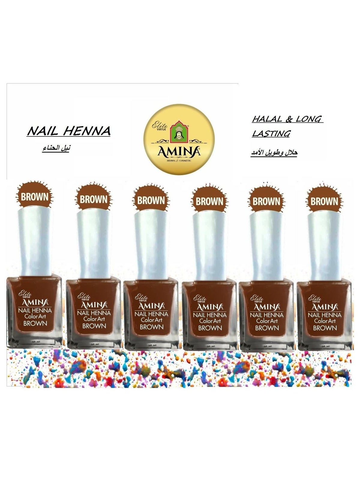 Amina Nail Polish Henna Color Art Nail Paint mehendi Box Brown 6 Pcs | Best Price UAE | Dubai ...