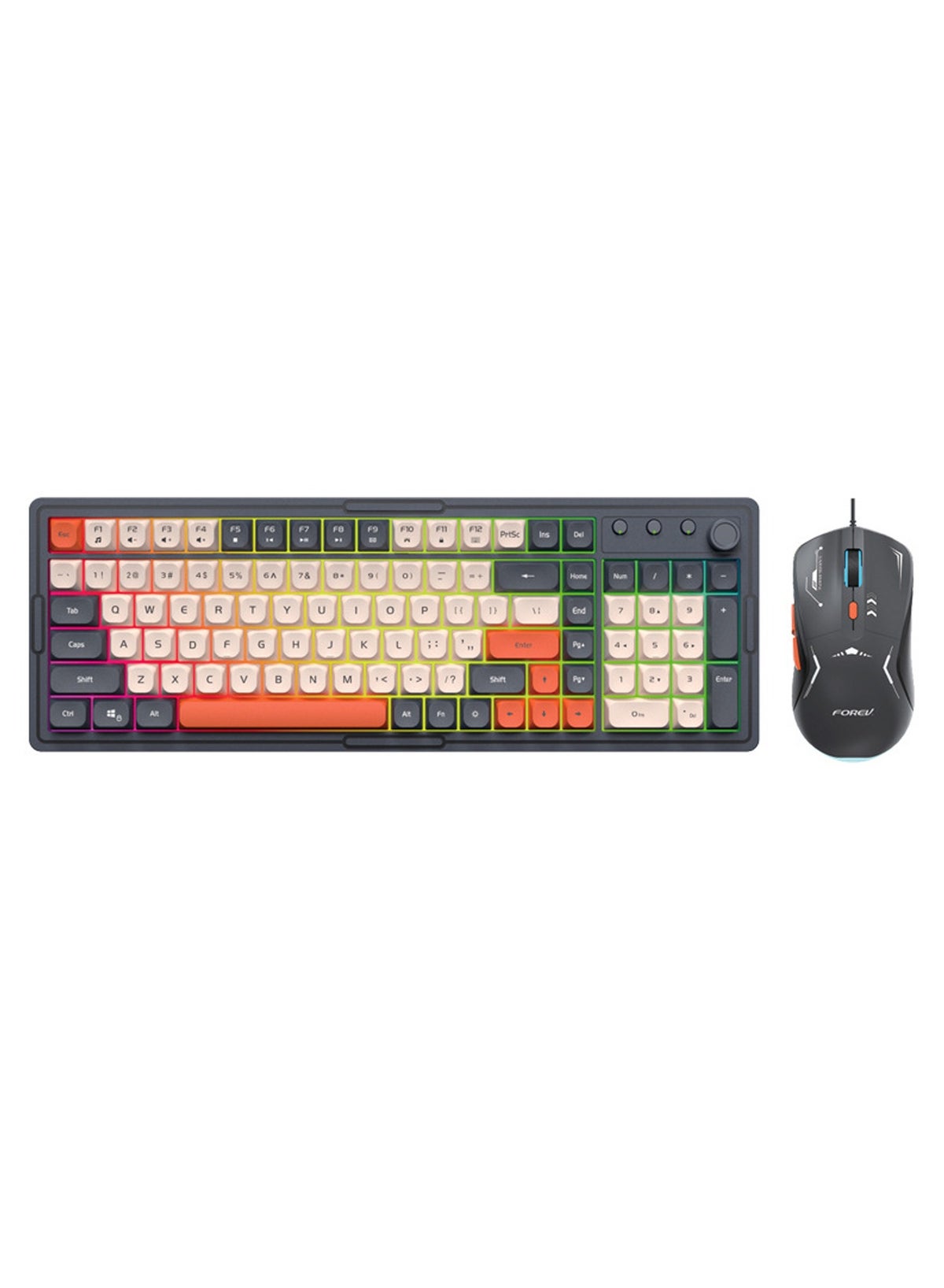 Forev Wired Membrane Keyboard and Mouse Set with RGB Backlit ...