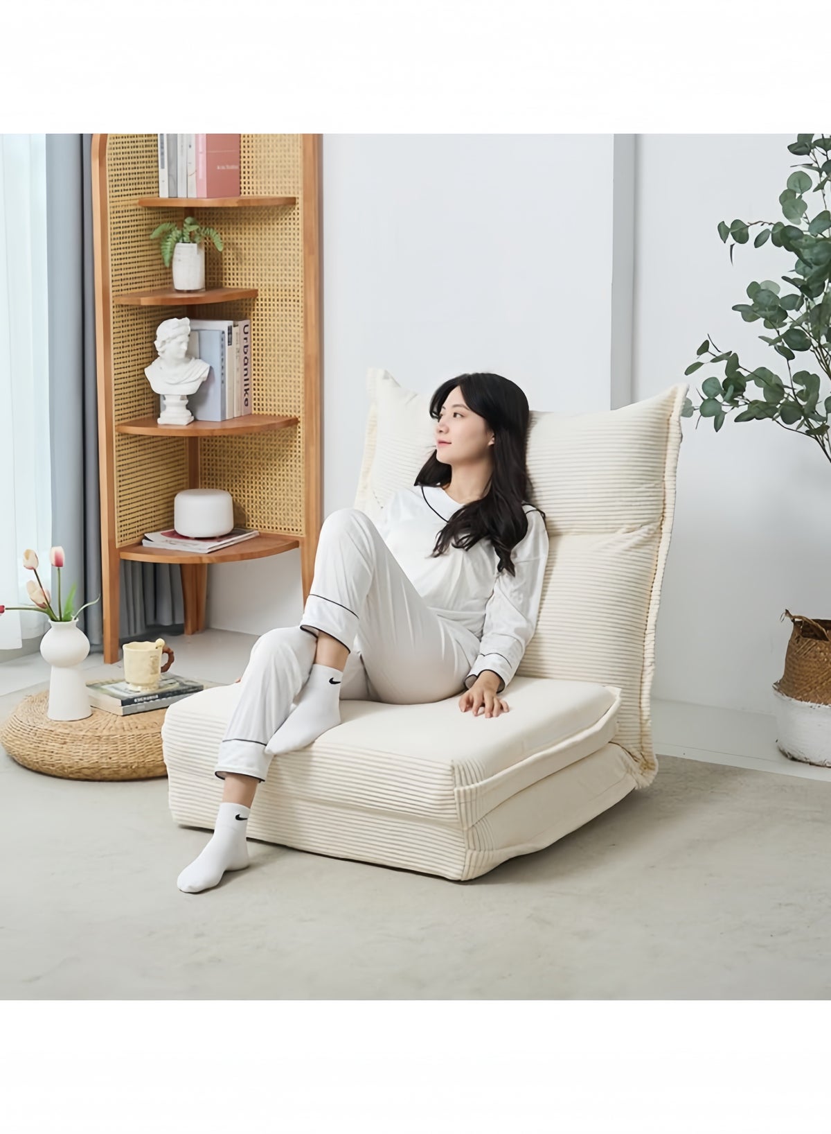 GGEROU Floor Sofa with Back Support, 5 Reclining Poistion Adjustable ...