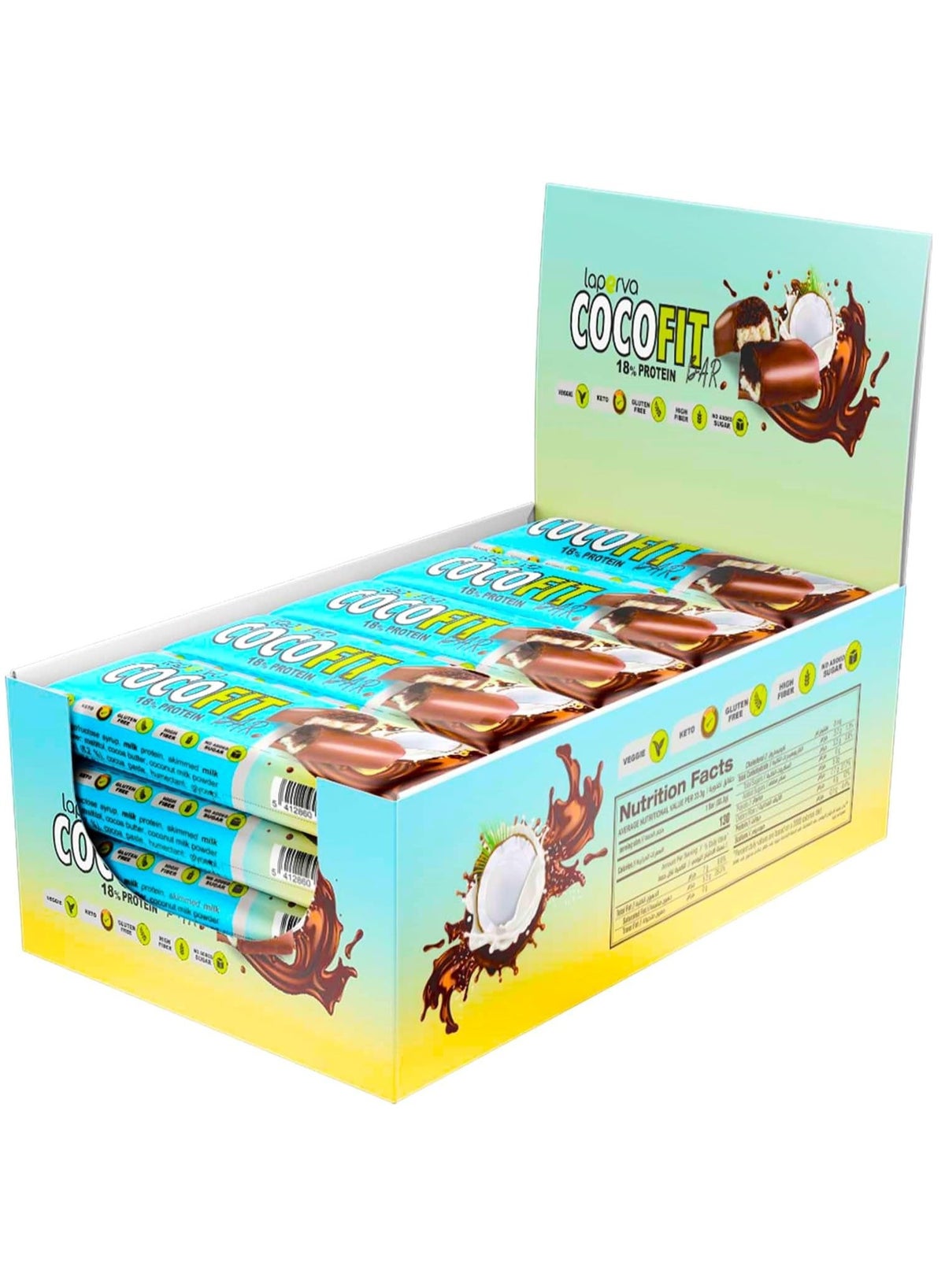 Laperva Coco Fit Bar, Keto-Friendly, High Protein, High Fiber, Maltitol ...