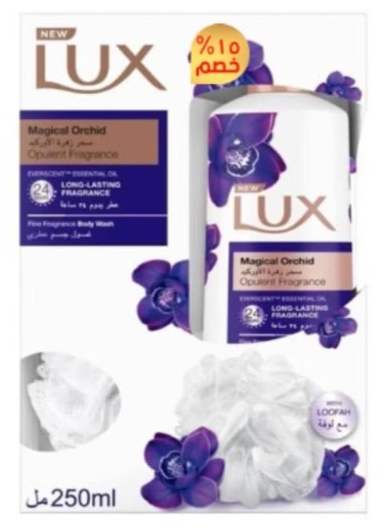 Lux Lux fragrant body wash with the magic of orchid flower with loofah - 250 ml | Best Price KSA ...