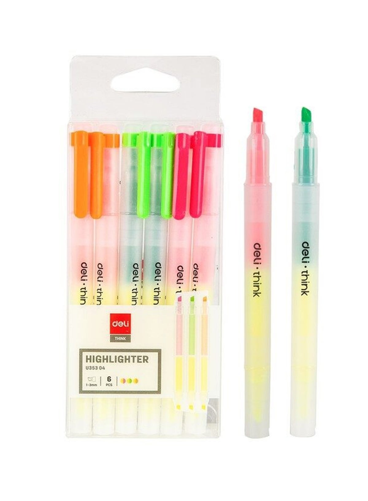 Deli 6-Piece Slim Pen Type Highlighter Multicolour | Best Price UAE ...