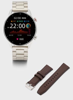 Seventy Five Genuine Leather And Metal Strap Smart Watch With Heart ...