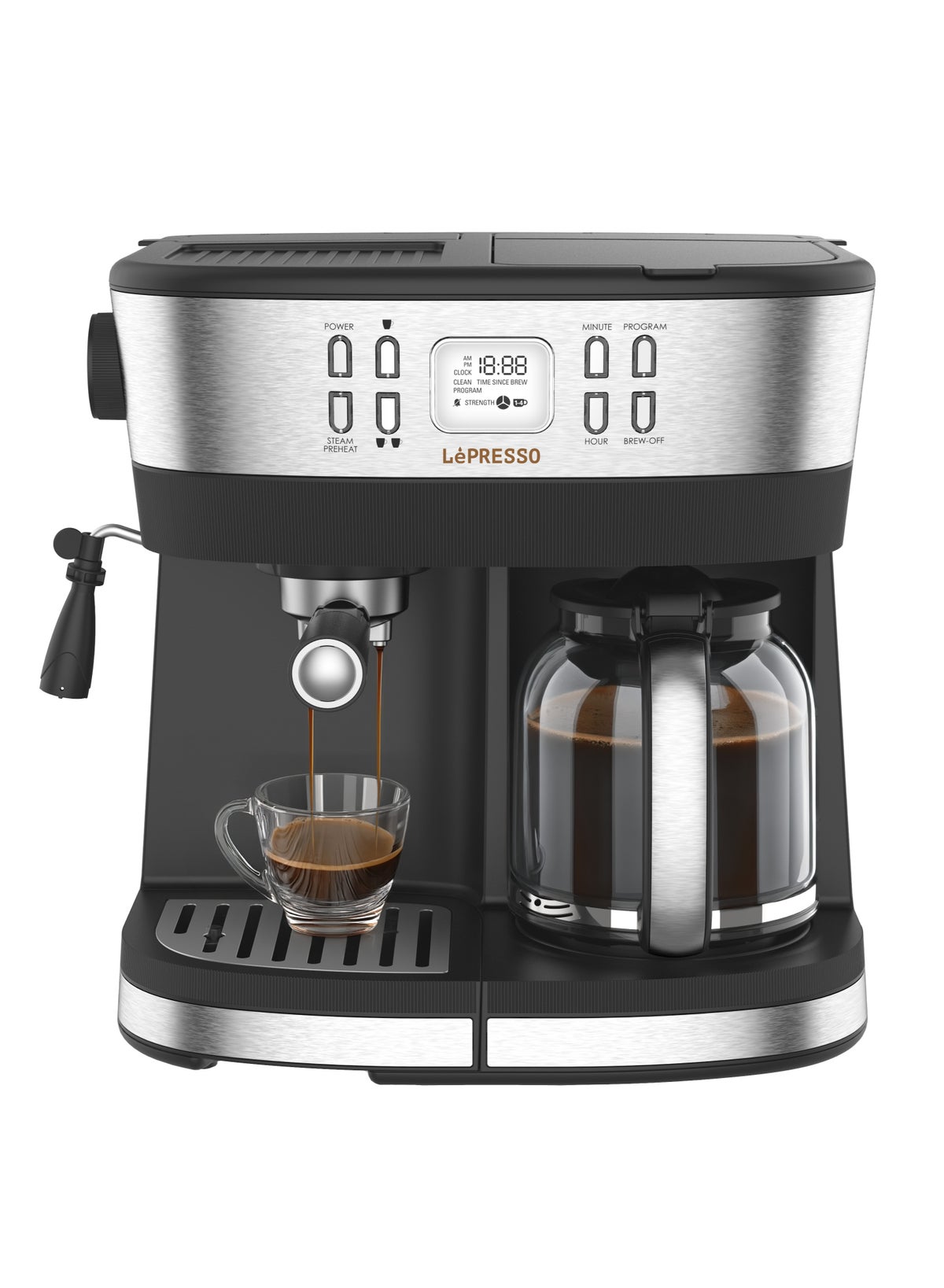 LePRESSO Dual Coffee Maker Brew Drip Coffee & Espresso Coffee Machine ...