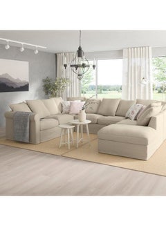 Homzmart Swedish Wood and Velvet U-Shape Sofa - Beige | Best Price KSA ...