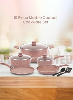 Easy Cook Easycook 10 Piece Marble Coating Non-Stick Cookware Set ...