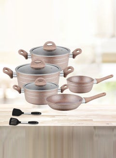 Easy Cook 10 Pieces Smart Cookware Set | Granite Coated Forged Aluminum ...