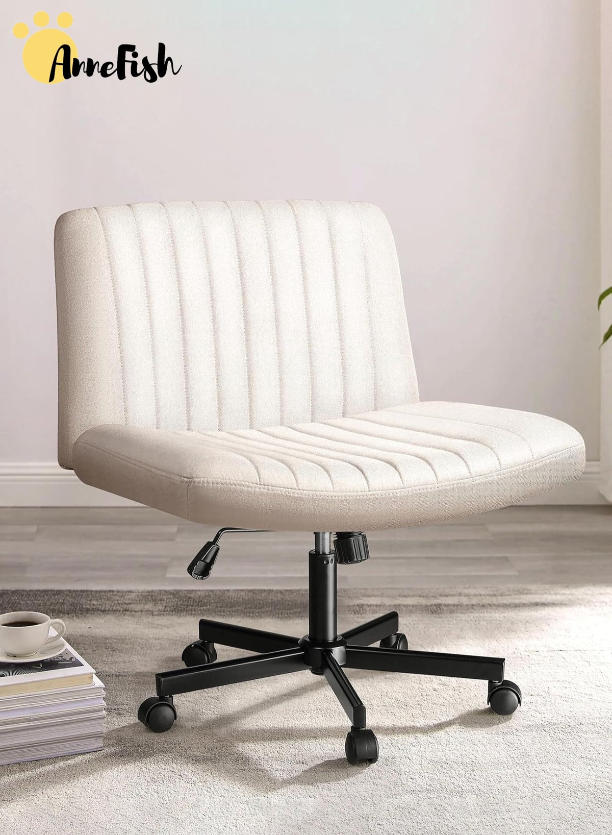 AnneFish Criss Cross Chair with Wheels Fabric Padded Armless Cross ...