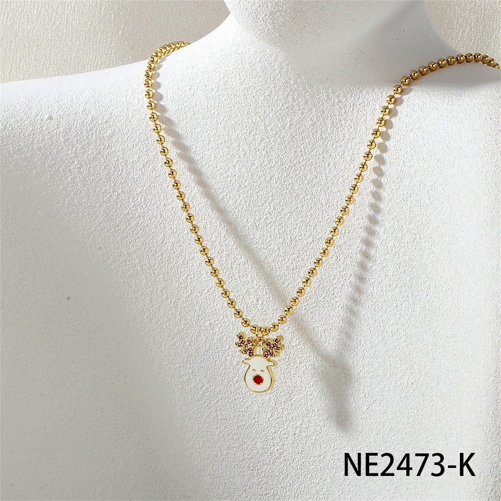 Generic Christmas Series Simple Bead Necklace Christmas Tree Snowman ...