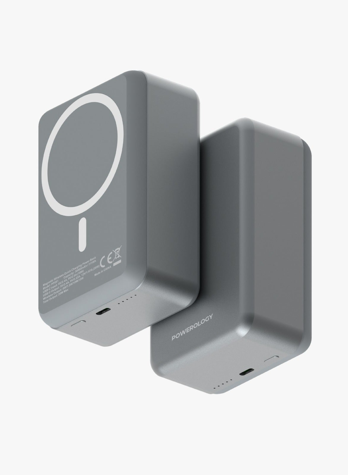 Powerology 30000mAh MagSafe Aluminum Power Bank 20W and 15W Wireless ...