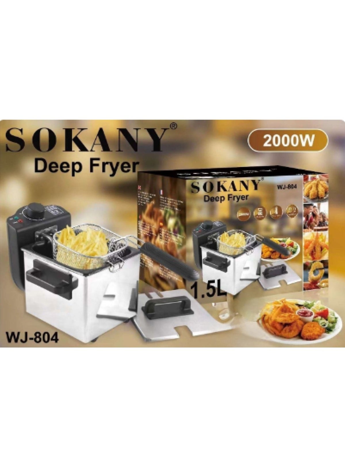 sokany Professional Deep Fryer 1.5 l 2000 W WJ-804 Silver | Best Price ...