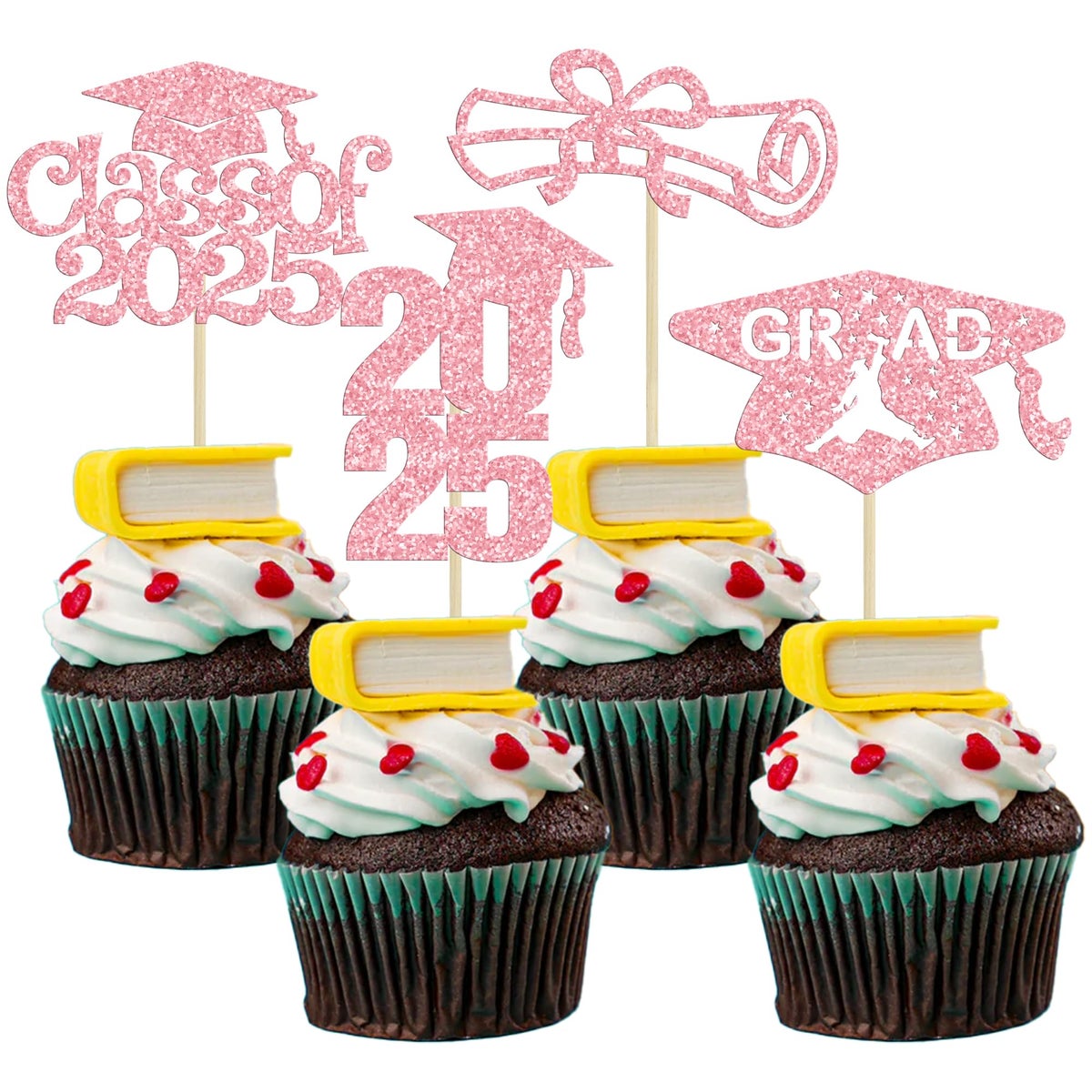 Grad Cap Cupcake Topper Graduation Decorations 2025 Deals 24Pcs Class ...