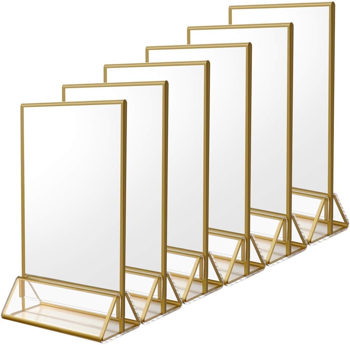 Paporich 6 Pack 4 X 6 Clear Acrylic Sign Holder With Gold Borders And ...