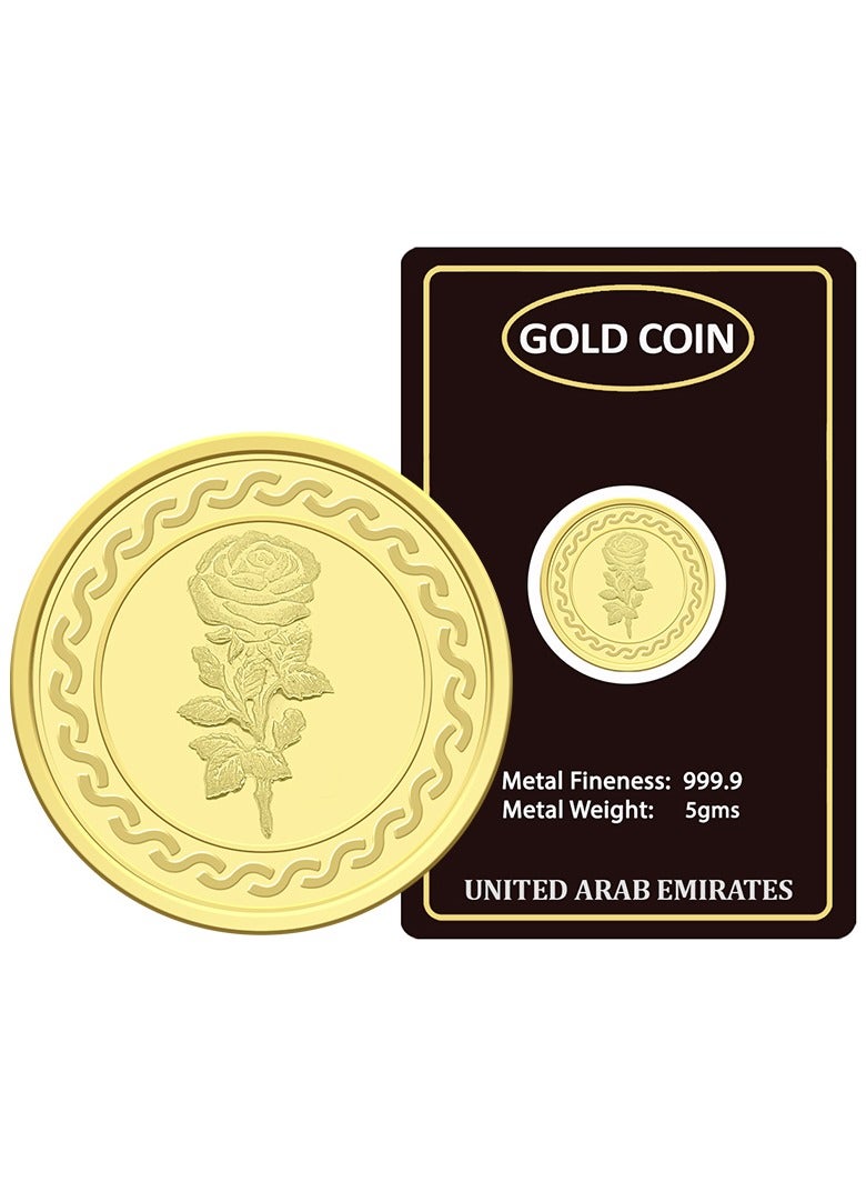 FK Jewellers 5g Gold Coin with Flower & UAE Heritage Building Design ...