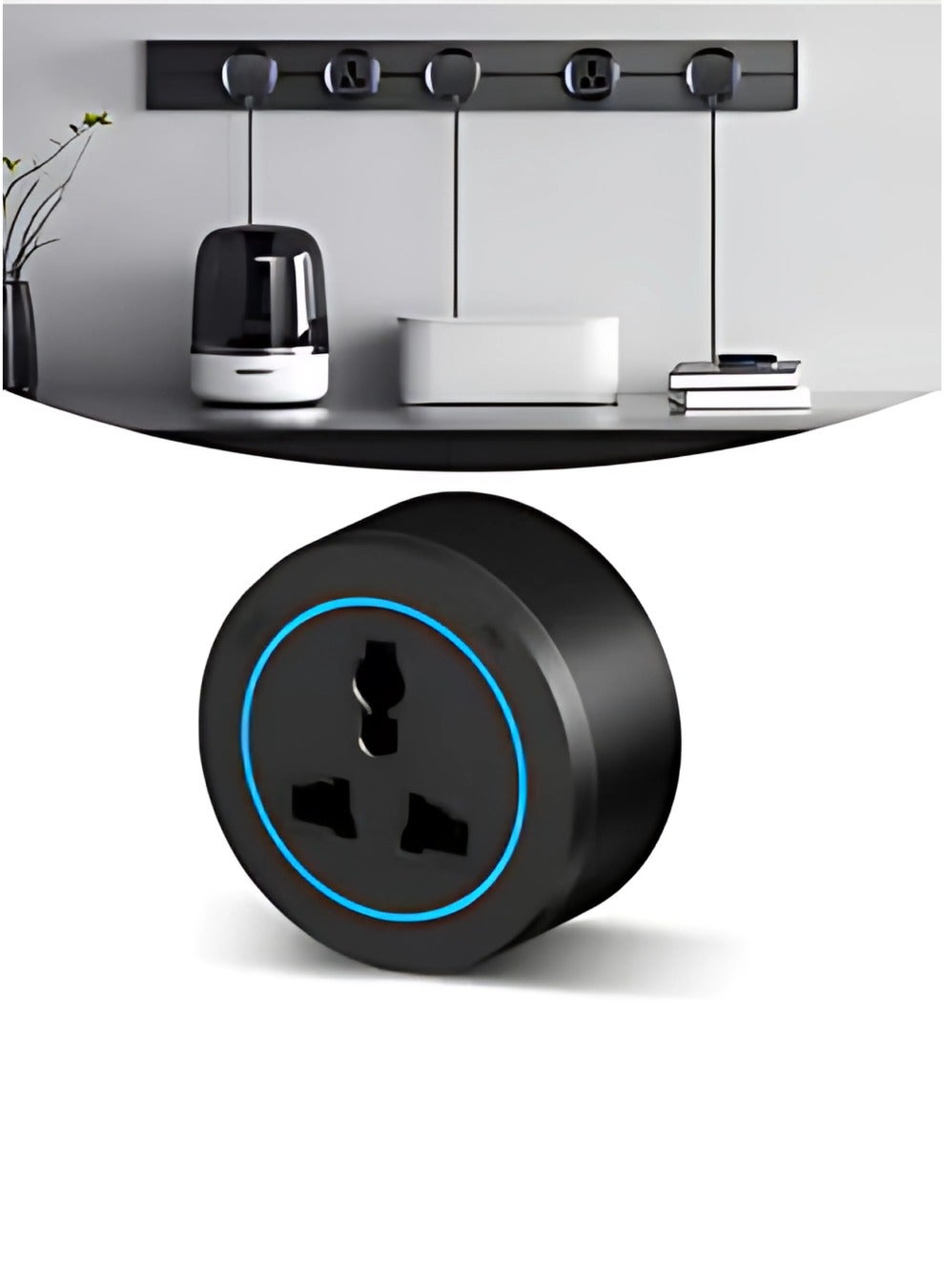 ESPANIA Multifunctional electric mobile rail socket Black with blue LED ...