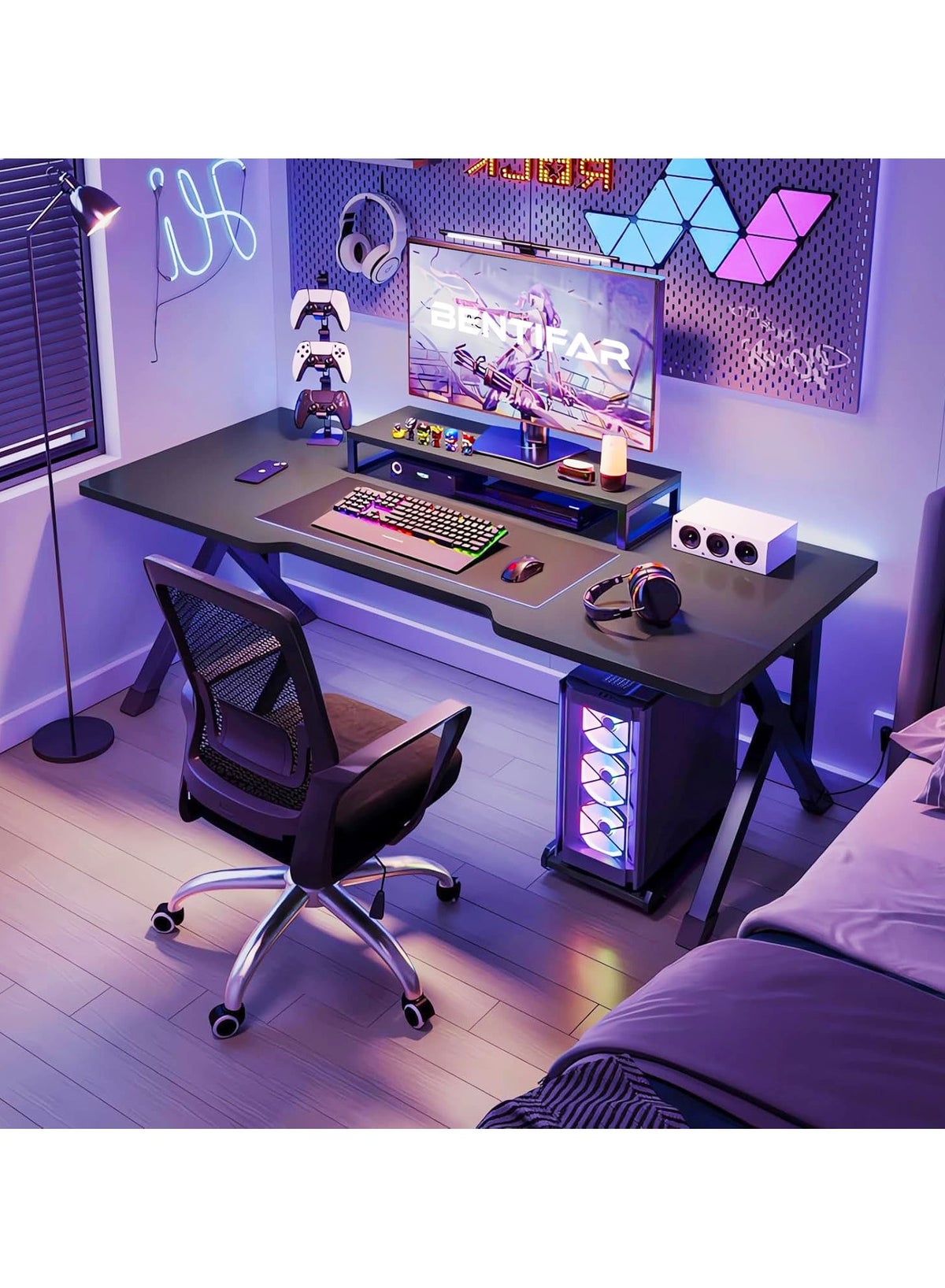 Bentifar Black Computer Table,Home Office Desk,Versatile Gaming and ...