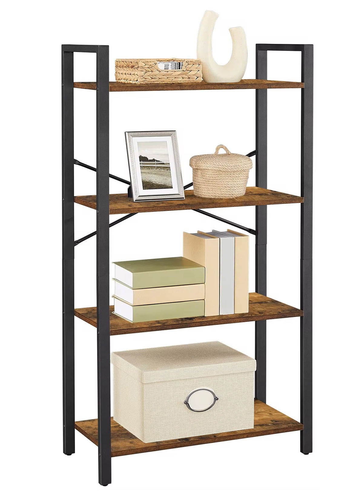 AGD 4-Tier Open Multipurpose Storage Cabinet with Metal Frame, Standing ...
