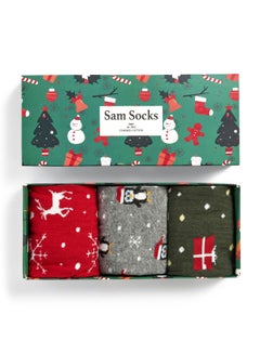 SAM SOCKS Set Of 3 Long Christmas Gift Patterns Socks Men Multi Color ...