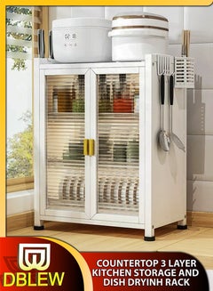 DBLEW Kitchen Countertop 3 Layer Carbon Steel Dish Drying Rack Dual ...