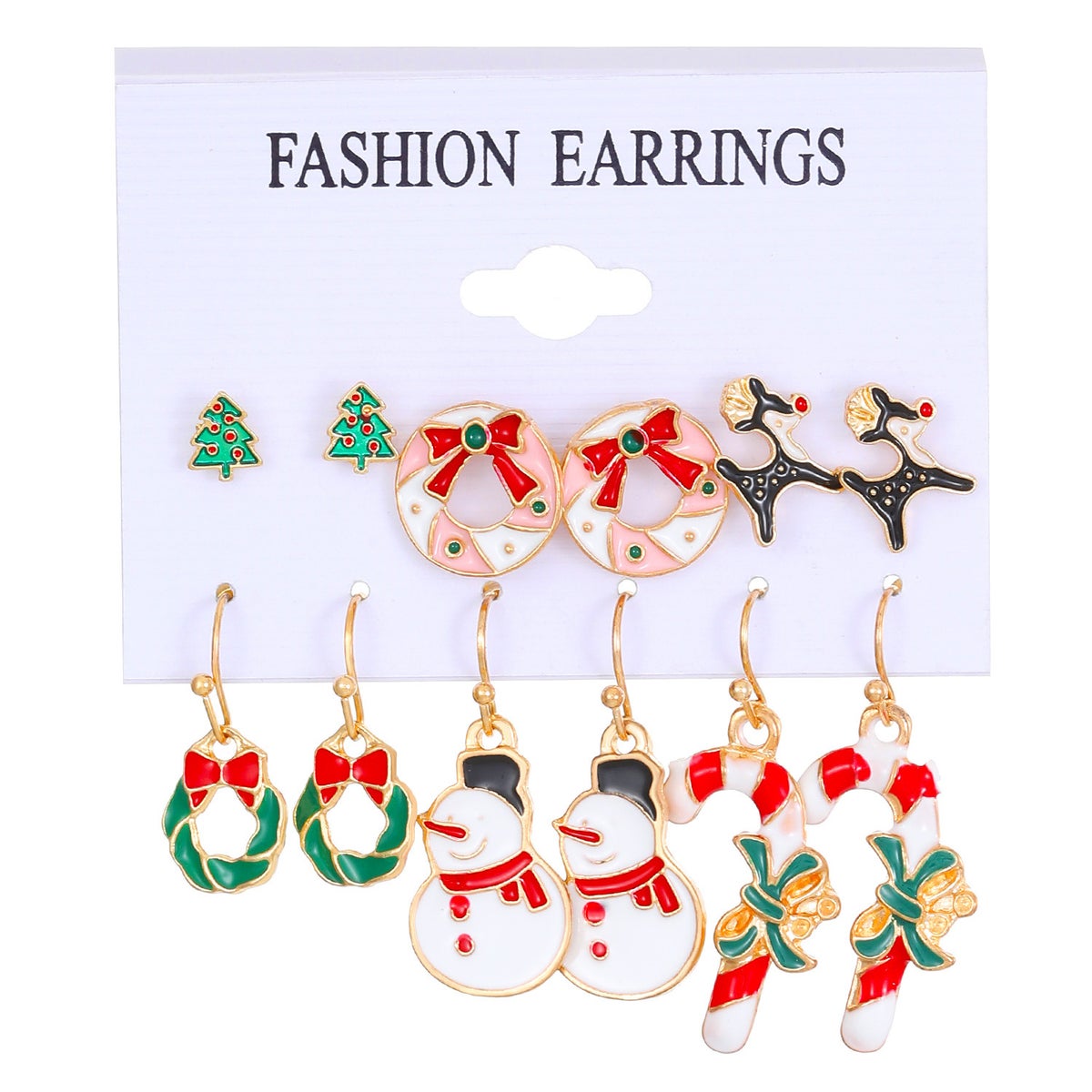 Generic Christmas Earring Set 6-Piece Set Christmas Bell Elk Christmas ...