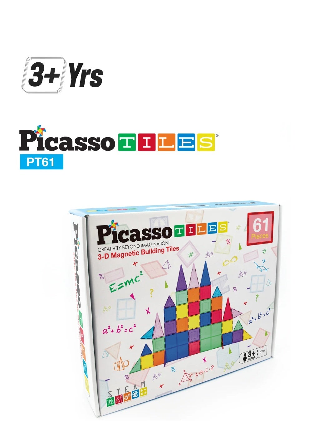 PicassoTiles Picasso Magnetic 3D Blocks 61-Pieces | Magnetic Tiles ...