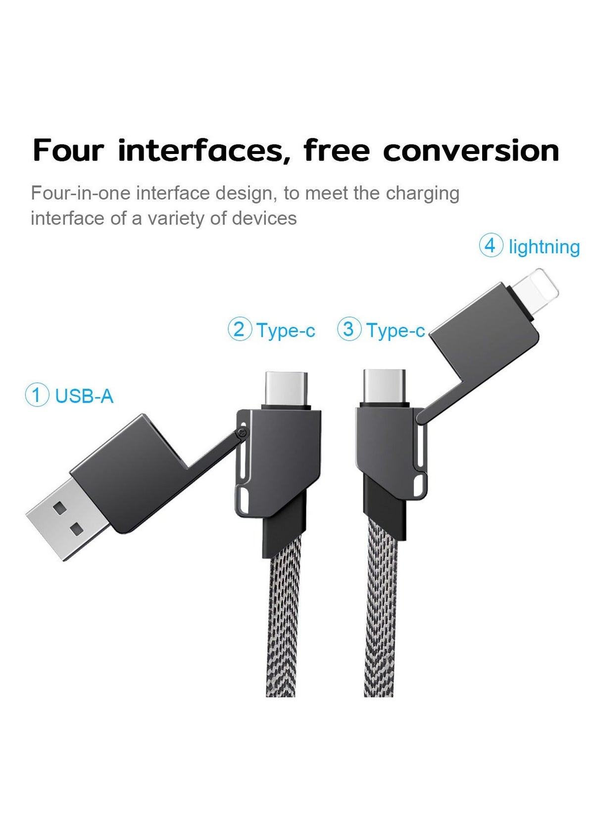 Generic USB C Cable 60W, Fast Charging Data Sync, 4 in 1 Multi Charging ...