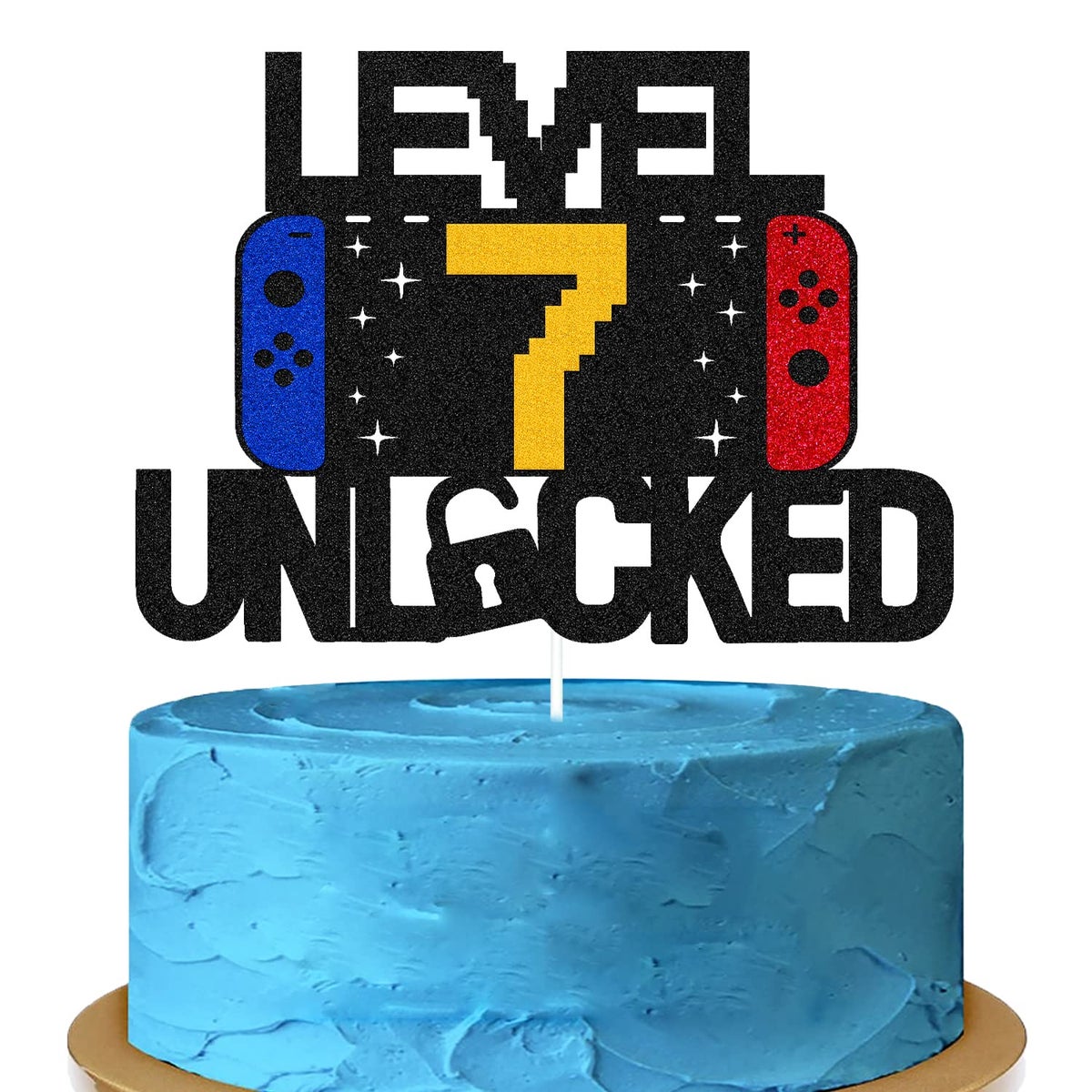 Vikiwiin Level 7th Unlocked Sign Cake Topper Happy 7th Birthday Level ...