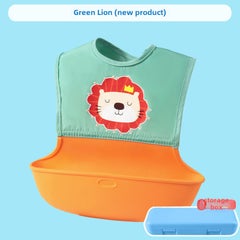 Generic Waterproof Baby Bibs Soft Silicone Feeding ApronGreen Lion ...