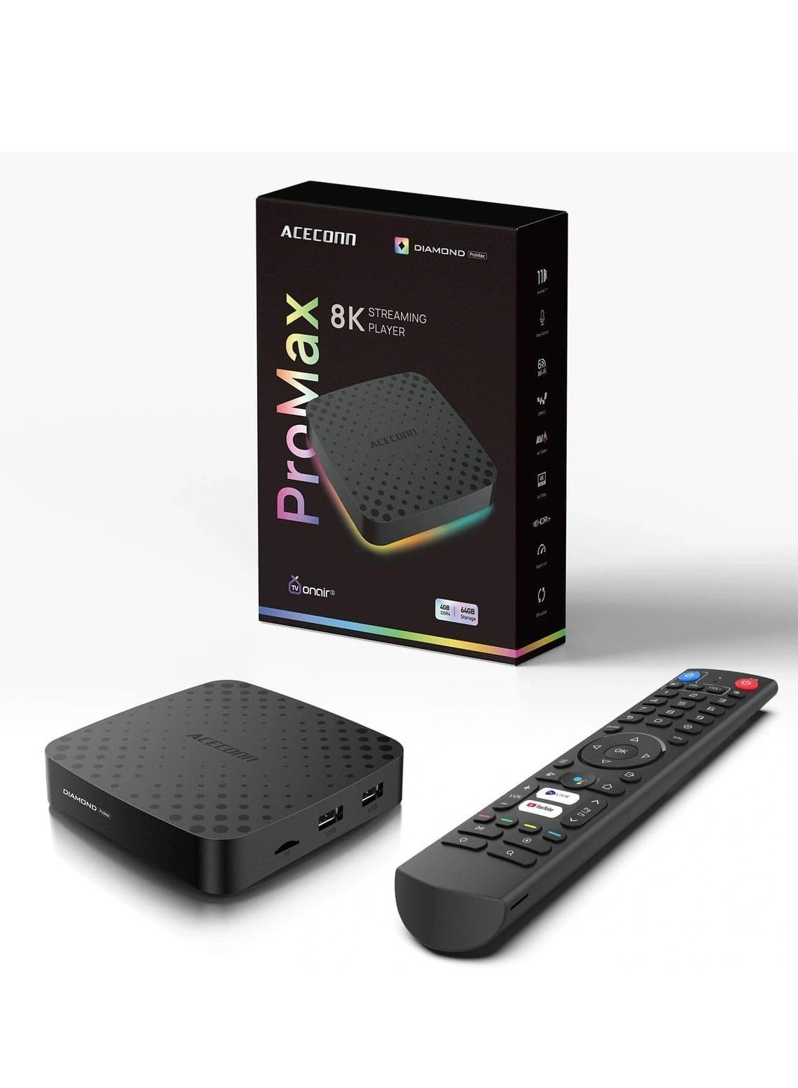 ACECONN Diamond Pro Max TV Box Android 11 4GB RAM (DDR4) 64GB ROM ...
