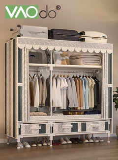 VAOdo Large Portable Wardrobe Closet with 3 Hanging Rods and Drawers ...