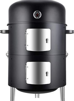 Generic 3-Story Charcoal Smoker Grill, Portable Round BBQ Grill Cooker ...